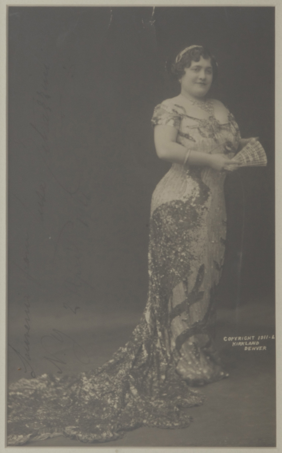 Large full-length photograph of the noted coloratura soprano in long ...